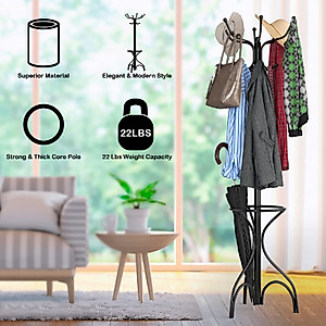 Nightcore Coat Rack Freestanding, Heavy-duty Coat Tree with Umbrella Holder, Modern Coat Rack Stand with 12 Hanging Hooks, Coat Hanger for Jackets Bags Hats Purse Scarf Entryway