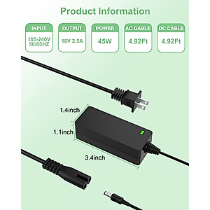 Power Cord for Cricut Explore air 2, Expression 2, Personal Expression Create, Mini, Cake, Explore, Cricut Maker Model: KSAH1800250T1M2 Cutting Charger Power Supply Cord