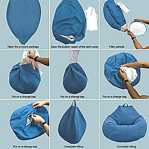 Librao Bean Bag Chair Sofa Cover(No Filler), Lazy Lounger High Back Large Bean Bag Storage Chair Cover Sack for Adults and Kids Without Filling (Blue, M)