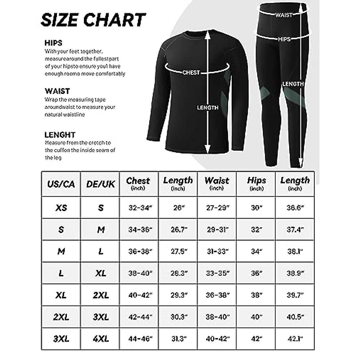 Runhit Thermal Underwear for Men Base Layer Cold Weather Mens Long John Winter Pants and Shirts Thermal Set Medium Black