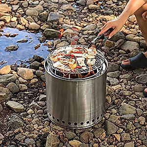 EMOT Stove Bonfire Fire Pit, Large 12.6 Inches Stainless Steel Outdoor Firepit, Smokeless, Portable Yard Natural Wood Burning Stove, No Gas Fuel Required(Give Away BBQ net and Pan Rack)