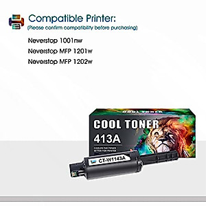 Cool Toner Compatible Toner Reload Kit Replacement for HP 143A W1143A 143AD W1143AD for HP Neverstop Laser MFP 1202w 1001nw MFP 1202nw 1201 Toner Printer (Black, 2-Pack)