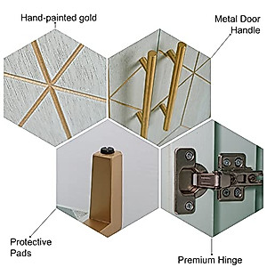 HLR Green Accent Cabinet with Gold Trim,Storage Cabinet with Doors,Modern Wooden Sideboard, Side Cabinets for Bedroom, Living Room, Kitchen, Office and Hallway