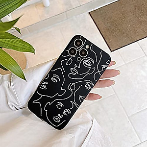 KAXLIDEN Abstract Art Line Face Design Silicone Case for iPhone 14 Pro Max 6.7" - Black