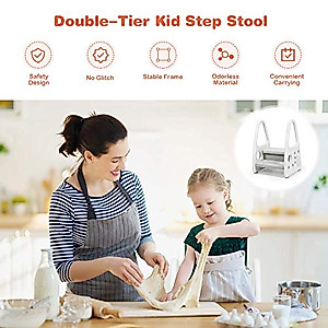 Costzon Kids Step Stool, Toddler Step Ladder for Toilet Potty Training, Kitchen Counter, Bathroom, Two Step Learning Tower w/Non-Slip Design, Safety Handles, 200 Lbs Weight Capacity (Grey)