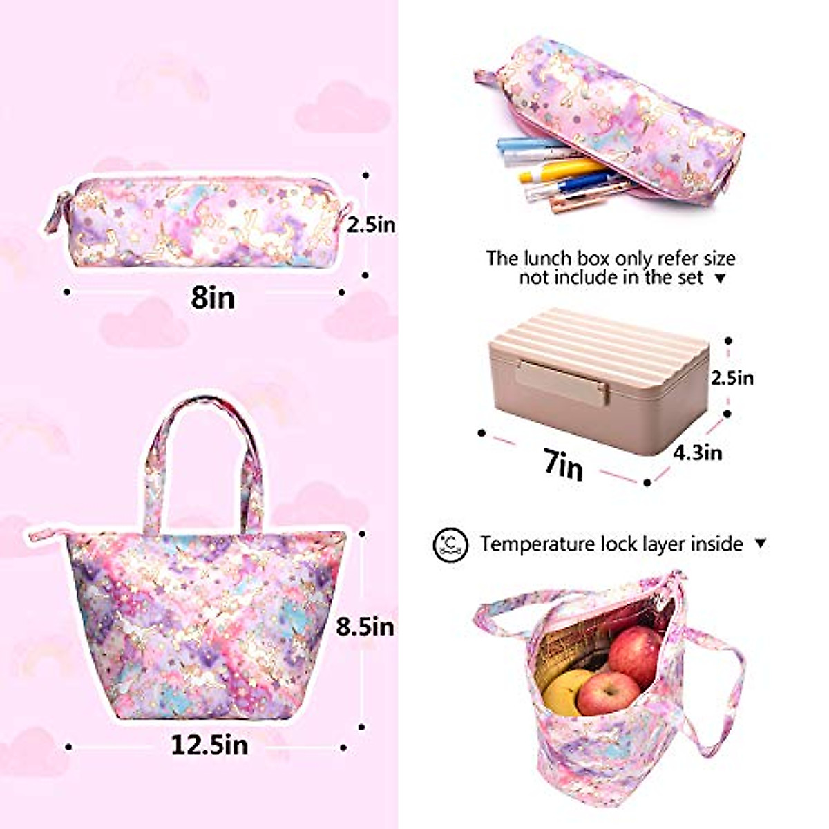 sphaiya Backpack for Girls,Girls Backpack With Lunch Box Cute Toddler Hiking Backpack Set Kindergarten Preschool Book Bag for Elementary Kid Pink