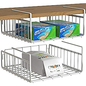 2 Pack - Simple Houseware Under Shelf Basket, White