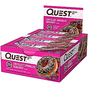 Quest Nutrition Chocolate Sprinkled Doughnut Protein Bars, High Protein, Low Carb, Gluten Free, Keto Friendly, 12 Count