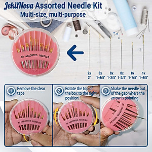 30 Pack Premium Hand Sewing Needles, 6 Sizes Assorted Sewing Needles for Handsewing Large Eye Stitching Needles for Sewing Repair Embroidery Needles Sewing Sharp Needles (1)