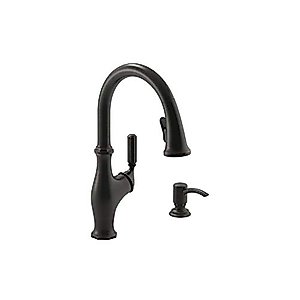 Kohler Worth Pull Down Kitchen Faucet, Kitchen Sink Faucet with Pull Down Sprayer, Oil-Rubbed Bronze, K-R11921-SD-2BZ