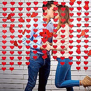 Adeeing 100 Felt Red Hearts Garland Valentines Day Decoration No DIY Required Red Heart Hanging String Garland 4 Pack for Home Wedding Anniversarty Bridal Shower Party Supplies Photo Backdrop