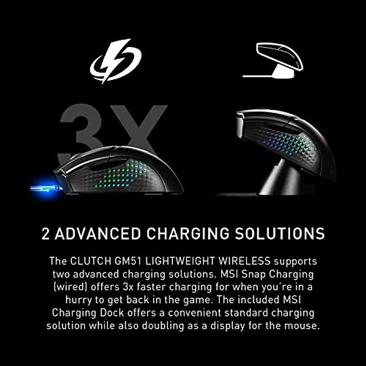 MSI Clutch GM51 Lightweight Wireless Gaming USB RGB Adjustable up to 26000 DPI Desktop Laptop Gaming Mouse (Clutch GM51 Lightweight Wireless)