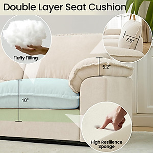 HALLYBEE Comfy Cloud Couch Ottoman Moveable Oatmeal Modular Sectional Sofa