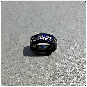 Fusamk Fashion Carbon Fiber Band Ring Stainless Steel Dragon Ring(Black(10))