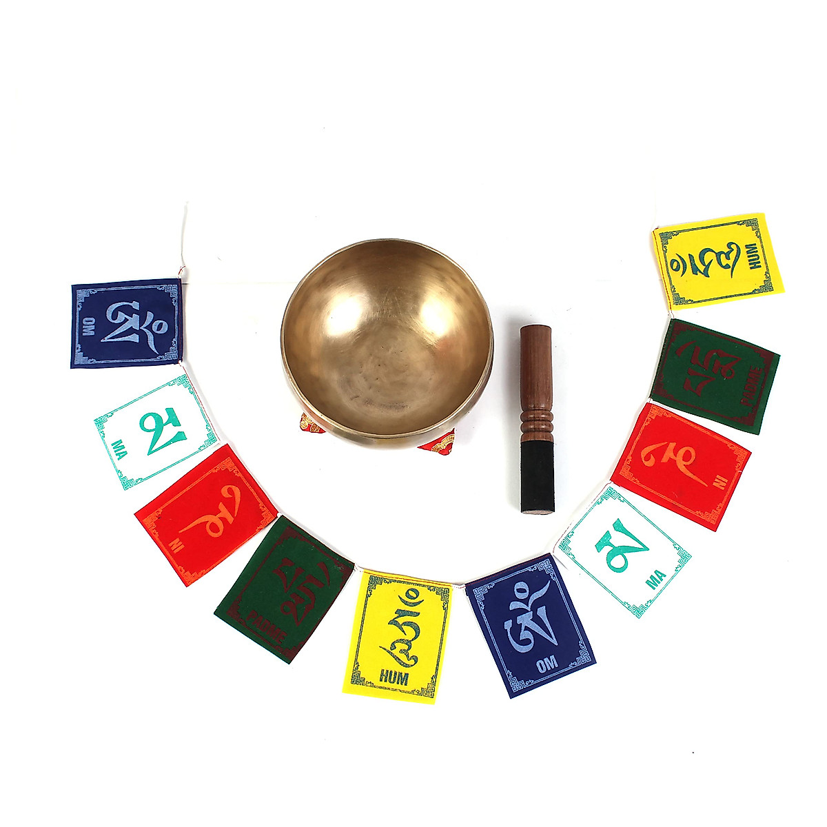 ESK GROUP 6 inch Tibetan Hammered Old Antique Himalayan 7 Metal Singing Bowls Meditation Singing Bowl For Healing Prayer,Yoga With Prayer Flag ,Mallet, & Cushion, GH-02