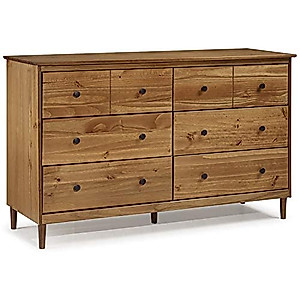 Walker Edison Wood Dresser Bedroom Storage Drawer Organizer Closet Hallway, 6 Drawer, Caramel
