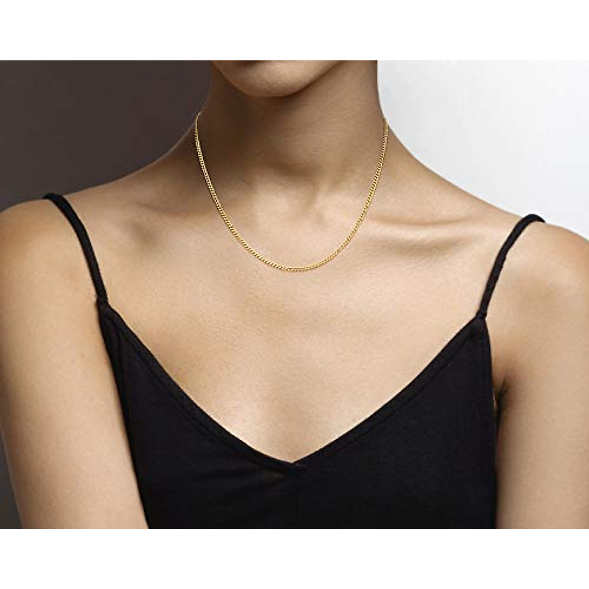 Miabella Solid 18K Gold Over 925 Sterling Silver Italian 2.3mm Diamond Cut Cuban Link Curb Chain Necklace for Women Men, Made in Italy (Length 18 Inches (women's average length))