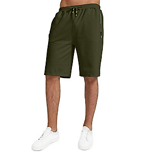 YTD Men's Shorts Casual Classic Fit Drawstring Summer Beach Shorts with Elastic Waist and Pockets 3XL Army Green