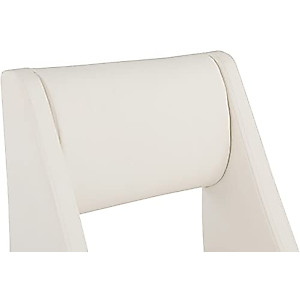 Meridian Furniture Jayce Collection Modern | Contemporary Faux Leather Upholstered Dining Chair with Brushed Gold Metal Base, Set of 2, Cream