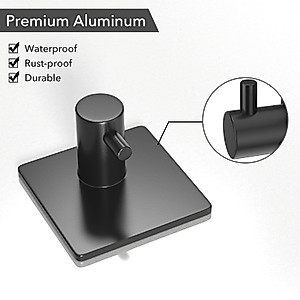 pickpiff 6-Pack Adhesive Hooks for Hanging, Extra Sticky Stainless Bathroom Towel Hanger, Holds up to 13LB, Coat Hooks for Door or Shower Tile Wall, Self-Adhesive Heavy Duty, Black