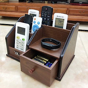 Wooden desk organizer with Drawer,Multifunctional Office & Home Storage Organizer as Large pencil holder makeup organizer remote control holder etc. (YCL829)