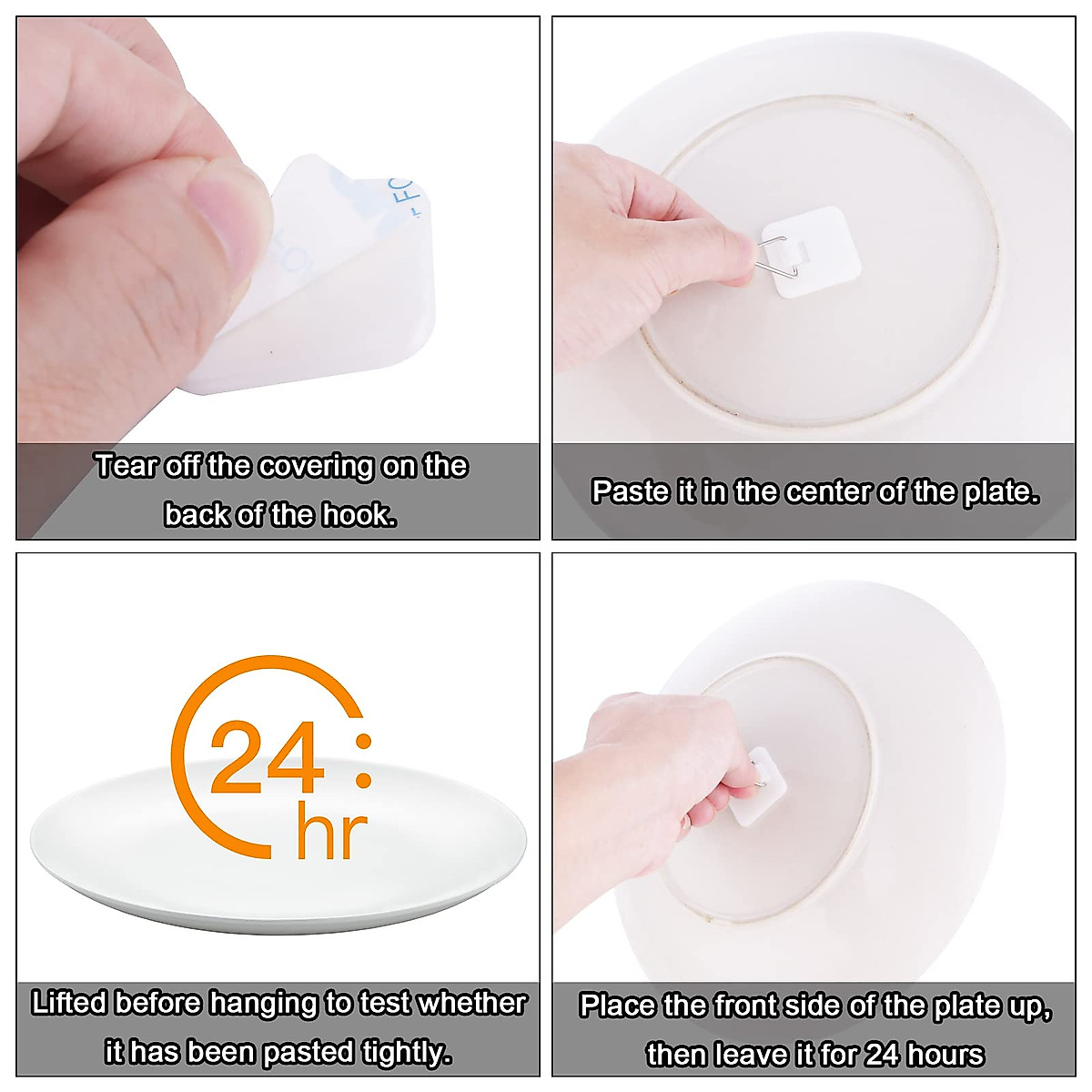 Thinp 30 Pieces Invisible Adhesive Plate Hanger Wall Plate Hangers Plastic Adhesive Picture Hangers Without Nails Plate Holder Frame Hangers for Bathroom Kitchen Wall Decoration (Round&Square)