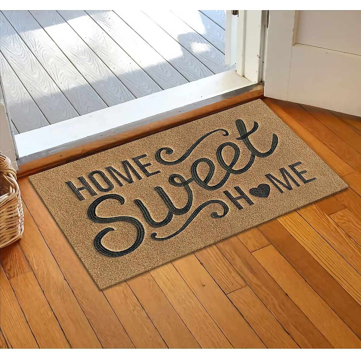AAZZKANG Brown Welcome Mats for Front Door Home Sweet Home Door Mat Outdoor Indoor with Non Slip Rubber Backing Easy to Clean Outside Inside Doormat
