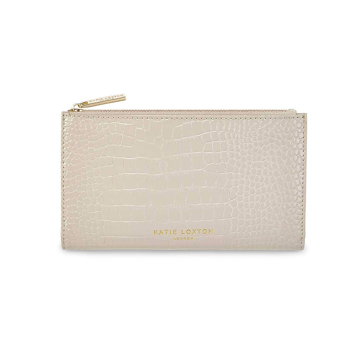 KATIE LOXTON Faux Crocodile Womens Vegan Leather Fold-out Purse Wallet Stone
