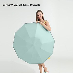 BAODINI Inverted UV Protection Umbrella for Rain and Sun Medium Size 46 inch arc Canopy UPF 50+ Rverse Compact Umbrella Auto Open Close for Travel