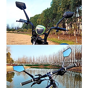 DRCKHROS Handlebar Bike Mirror E-bikes Mirrors Safe Clear Glass Mirrors, Anti-Shake 360° Rotatable High-Definition Shockproof Explosion-Proof Wide-angle Bicycle Rear View Mirror …