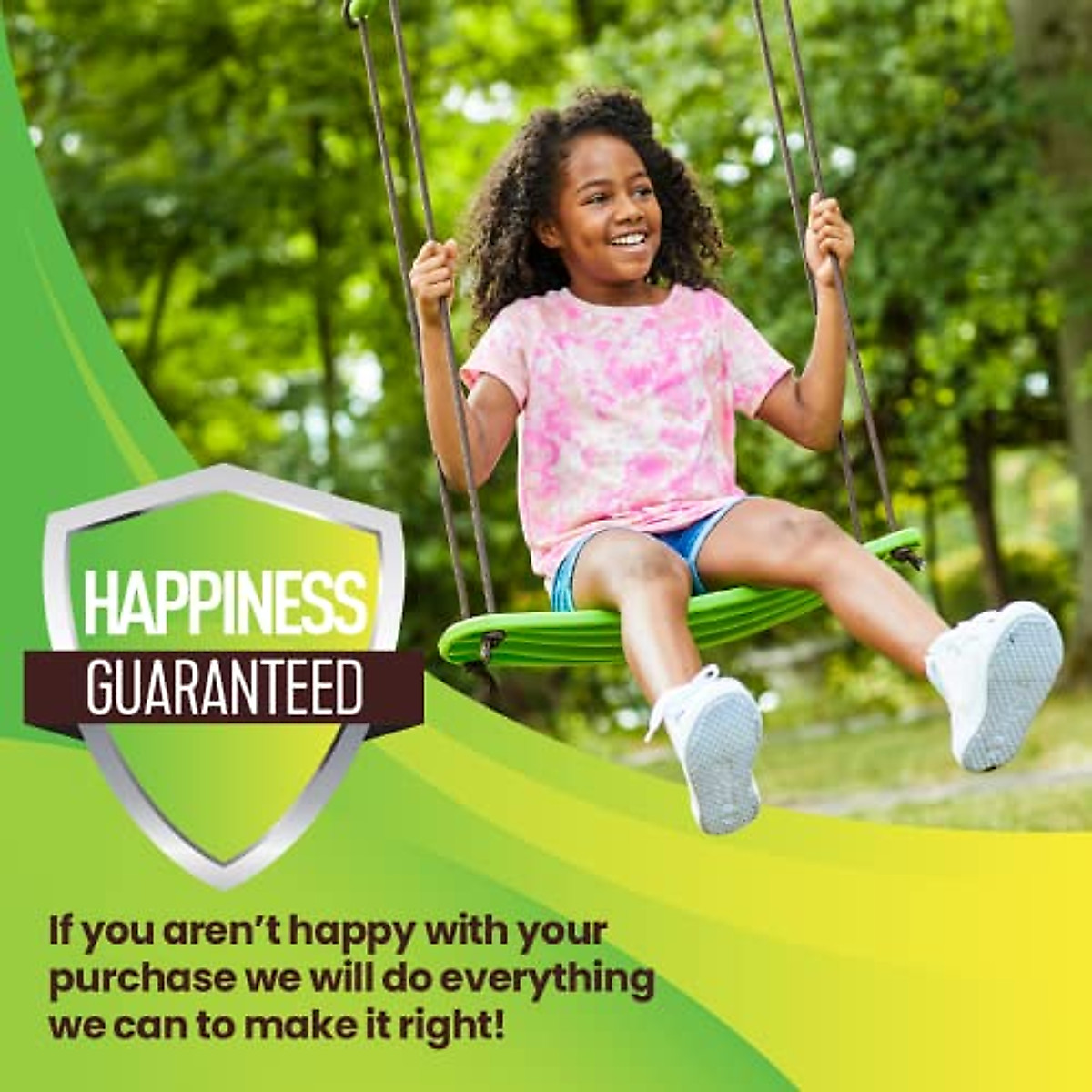 Swurfer Kick Stand Up Surfing Tree Swing Outdoor Swings for Kids Up to 150 Lbs - Hang from Up to 10 Feet High - Includes 24" SwingBoard, UV Resistant Rope, & Handles, Green