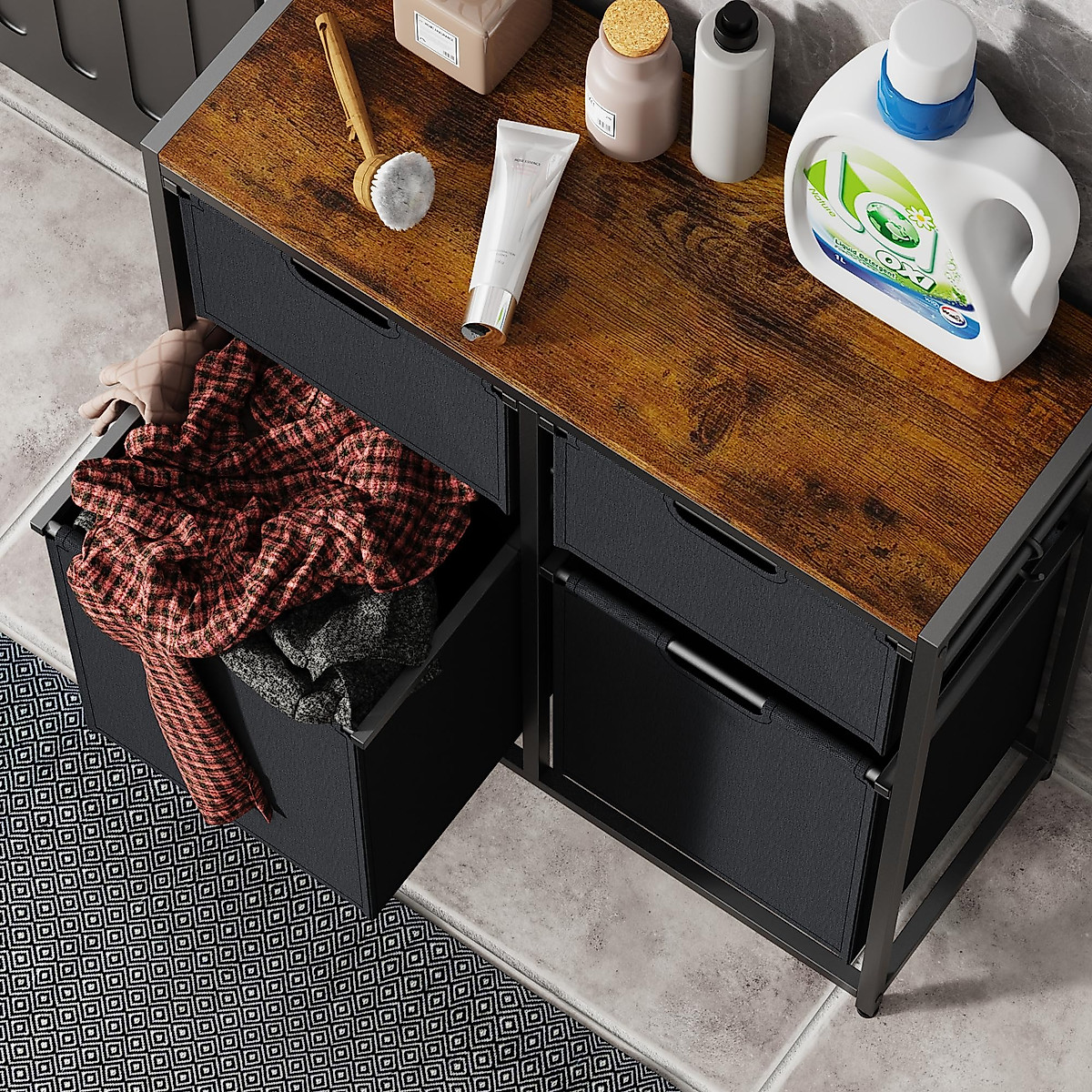 Monesti Laundry Hamper, Laundry Basket with Storage Rack, 4 Pull Out and Removable Laundry Sorter Bags. 50 Gallons (190 Liters), Laundry Hamper with 4 S-Hook for Bathroom, Bedroom Laundry Room.