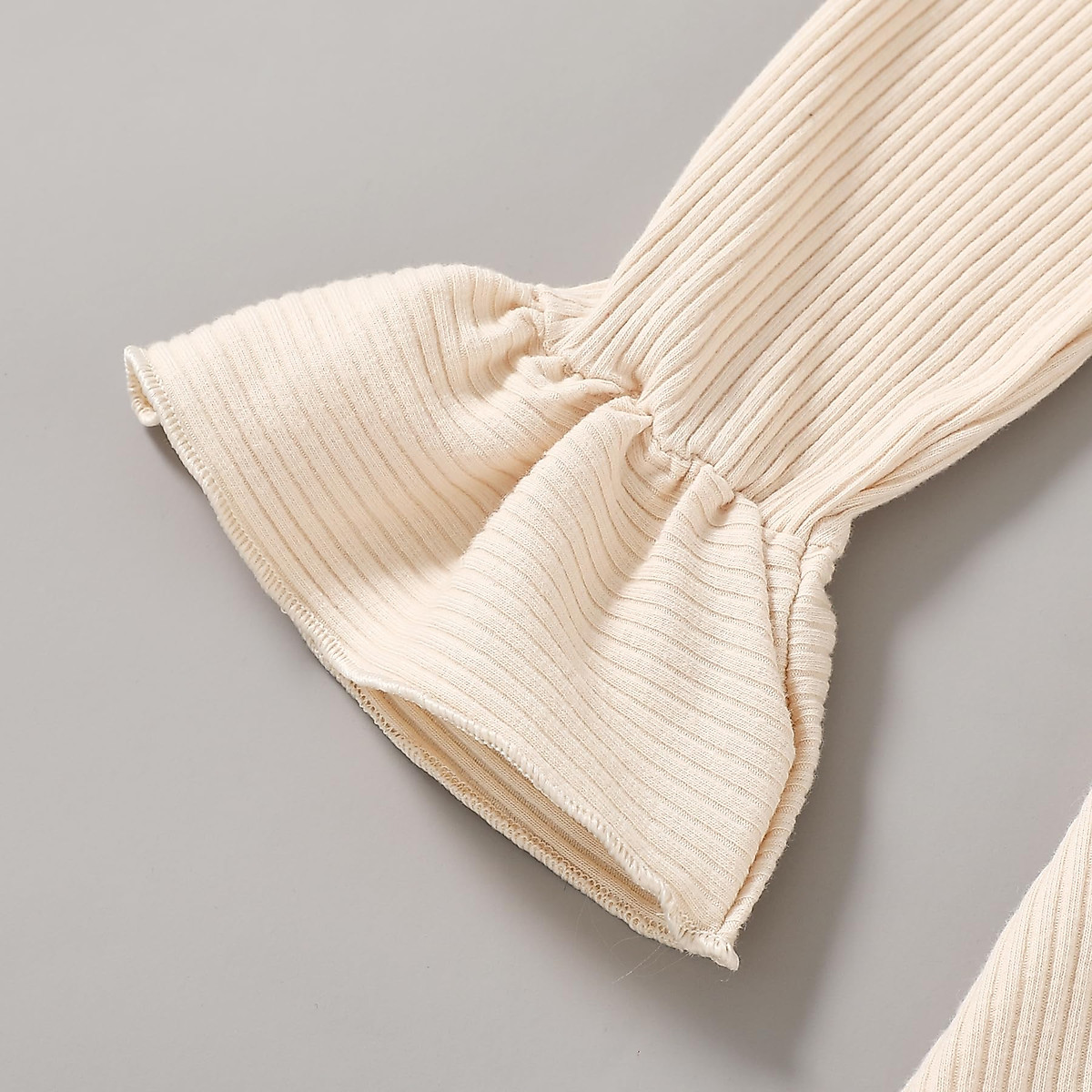 YOUNGER TREE Toddler Baby Girls Fall Clothing Solid Cotton Pit Irregular Skirt Winter Dress Long Sleeve Skirt Outfits(Ruffle-Beige, 2-3T)