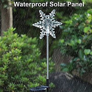 MAGGIFT 4 Pack Solar Christmas Snowflakes Garden Stake Lights, Solar Powered Outdoor Decorative Figurine Lights, Warm White LED Landscape Lighting, Waterproof for Patio Yard Decorations