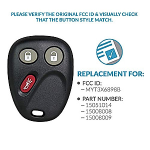 Keyless2Go Replacement for Keyless Entry Envoy Trailblazer Ascender Bravada MYT3X6898B - 2 Pack