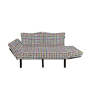 Lunarable Modern Art Futon Couch, Computer Inspired Bone Shaped Bound Subway Net Motif Urban Life Display Design, Daybed with Metal Frame Upholstered Sofa for Living Dorm, Loveseat, Multicolor