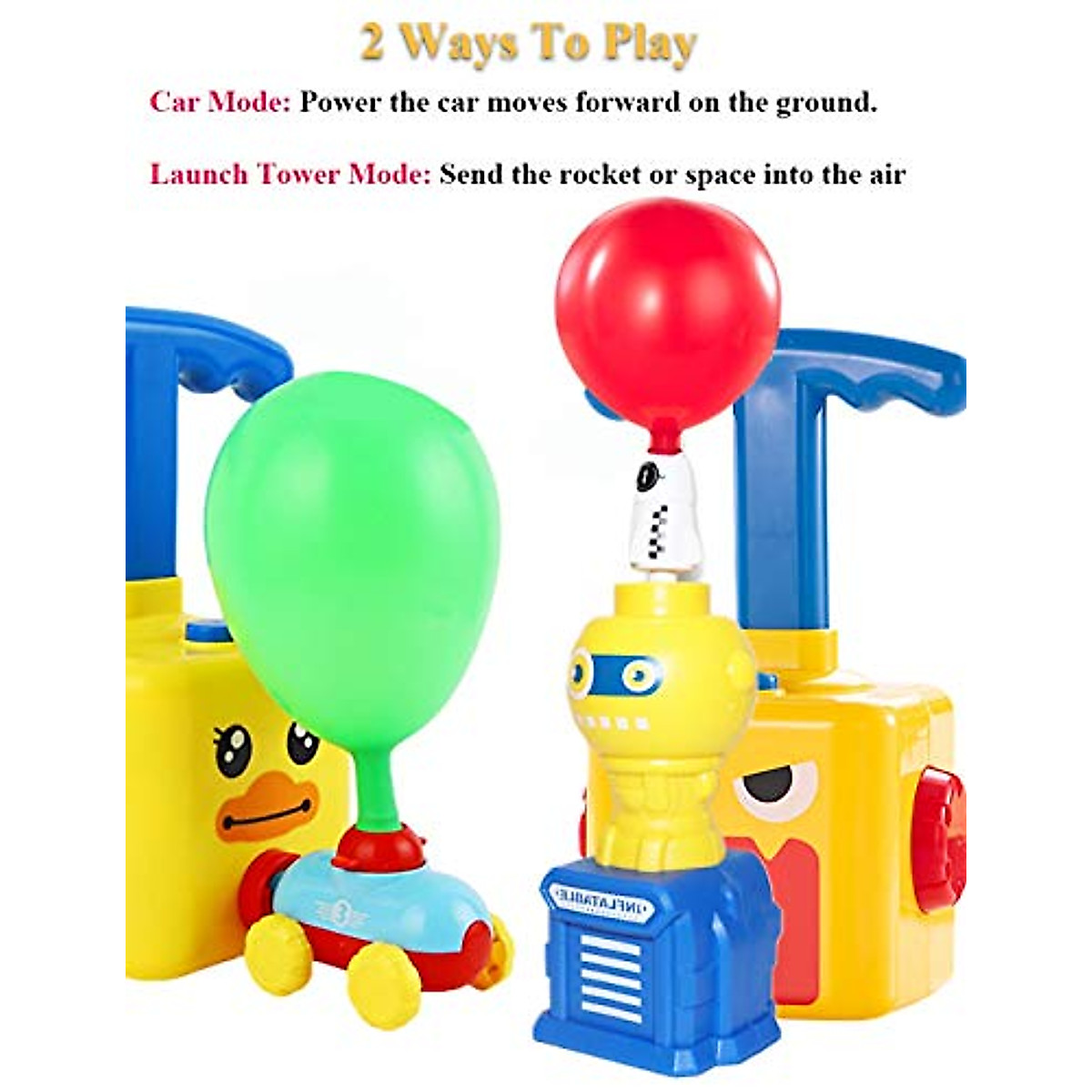 NEXTAKE Balloon Power Racer Launcher Toy Set, Creative Balloon Powered Car Air Power Racer Kit with Launch Tower Rocket Astronaut-12 Balloons (Monster)