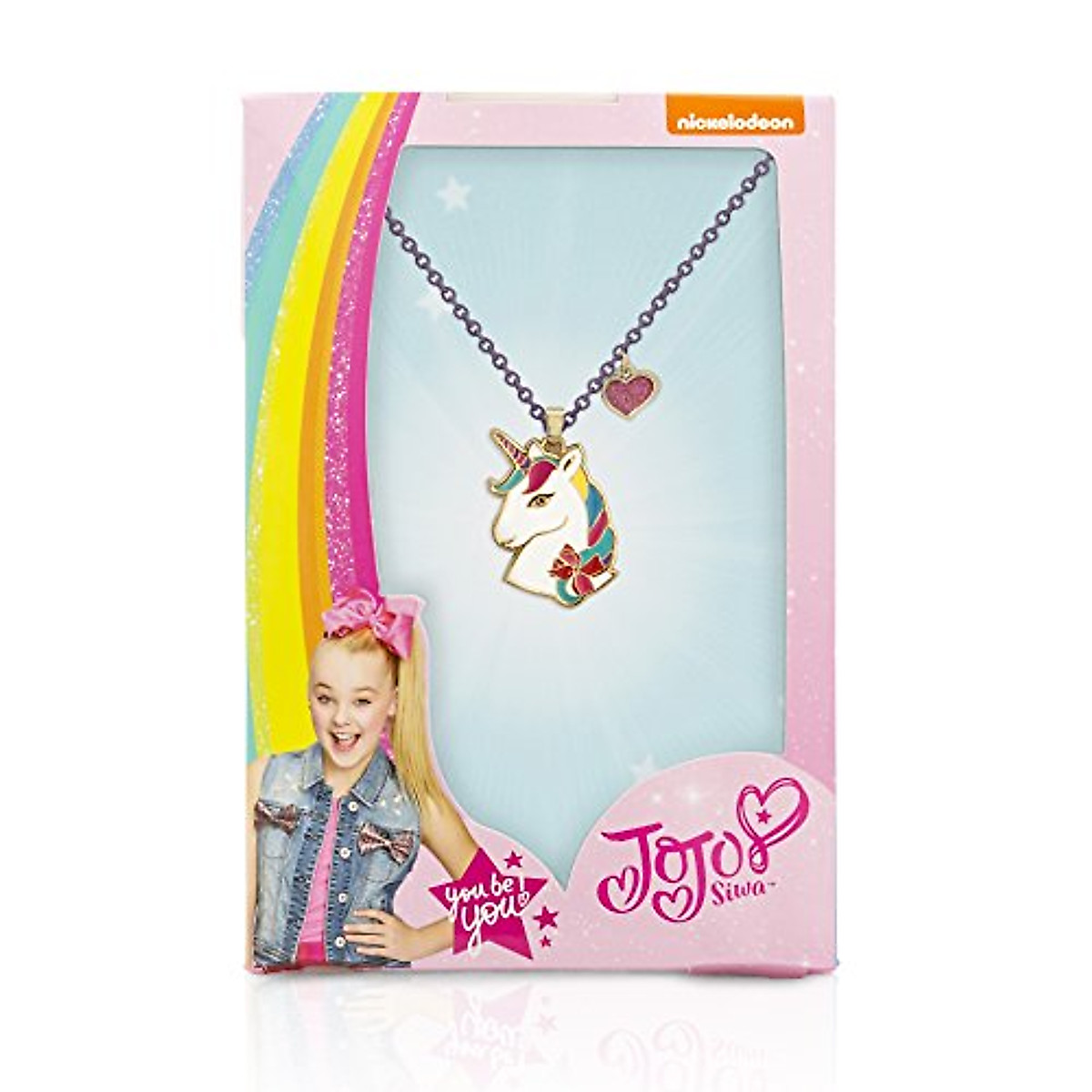 Jojo Siwa Unicorn with Heart Charm Pendant Necklace, 16"+3", Multi, Medium (NH00674YL-16)