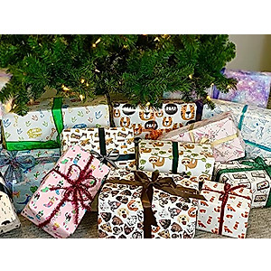 Stesha Party Fox Woodland Animal Gift Wrapping Paper - Folded Flat 30 x 20 Inch (3 Sheets)