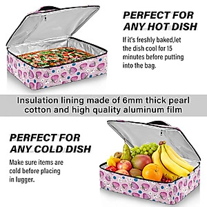 Kcldeci Insulated Thermal Food Carrier Insulated Casserole Carrier for Hot or Cold Food,Strawberry Summer Insulated Tote Bag for Potluck Cookouts Parties Picnic,Lasagna Lugger