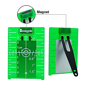 Magpie Laser Target Card Plate - Enhanced Visibility and Accuracy with Magnetic Super-Slim Plates, Measurement Scale in Both Inches and Centimeters, Designed for Both Red and Green Laser Devices