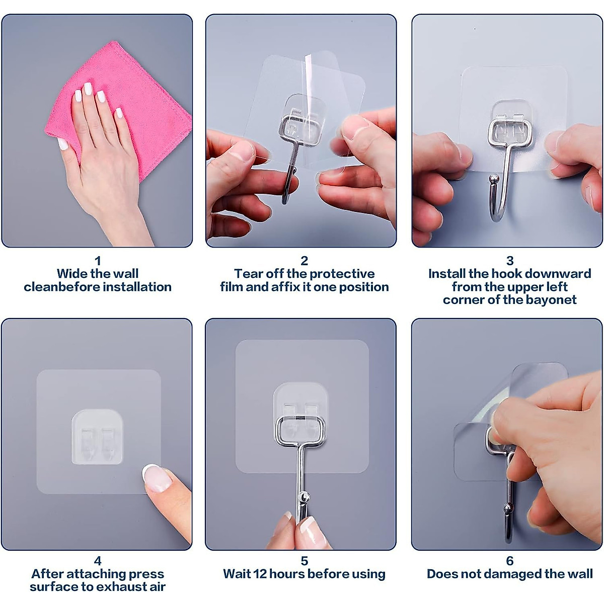 Stainless Steel Large Wall Hooks (Pack of 10) - Heavy Duty, Rustproof, Waterproof, Oilproof - Self-Adhesive Hooks for Robes, Towels, and Keys -for Kitchen, Bathroom, Office, and Outdoors