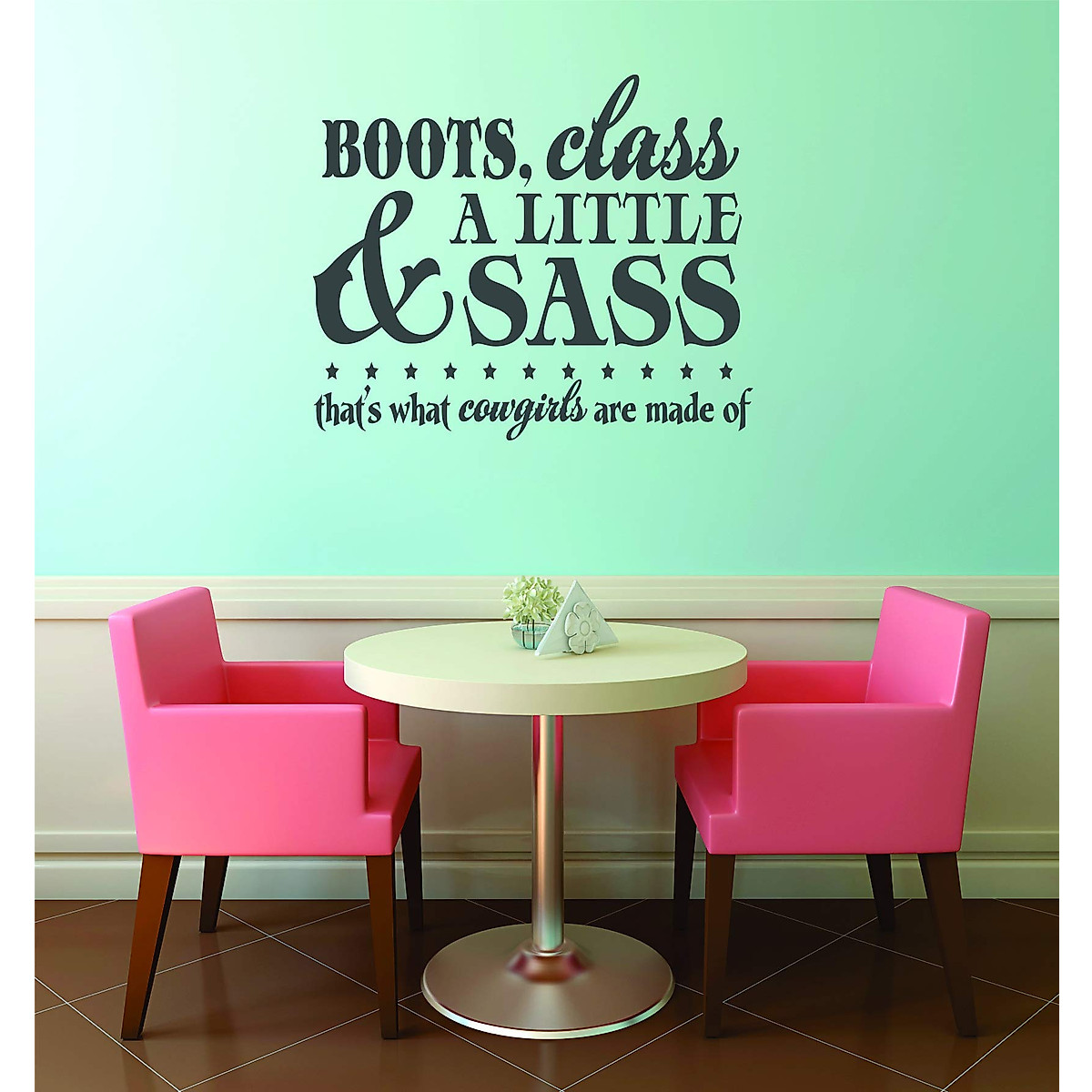 Vinyl Wall Decal Sticker : Country Girl Boots Class & A Little Sass That's Cowgirls are Made of Baby Newborn Girl Daughter Infant Nursery Bedroom Picture Art Size : 14 X 20 Inches