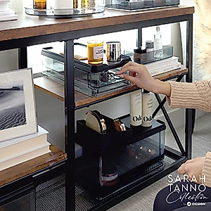 iDesign The Sarah Tanno Collection Medium Stacking Cosmetic Drawer Organizer with Lid and Divider, Smoke/Black