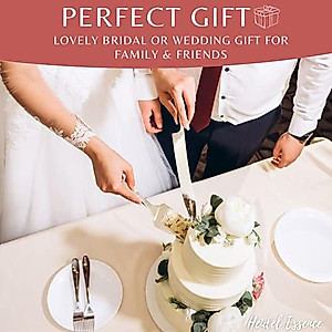 HEIDEL ESSENCE Cake Knife and Server Set – Premium Stainless Steel Cake Server Set with Solid Handles - Wedding Cake Knife Set for Parties and Events – Lovely Bridal Shower or Engagement Present