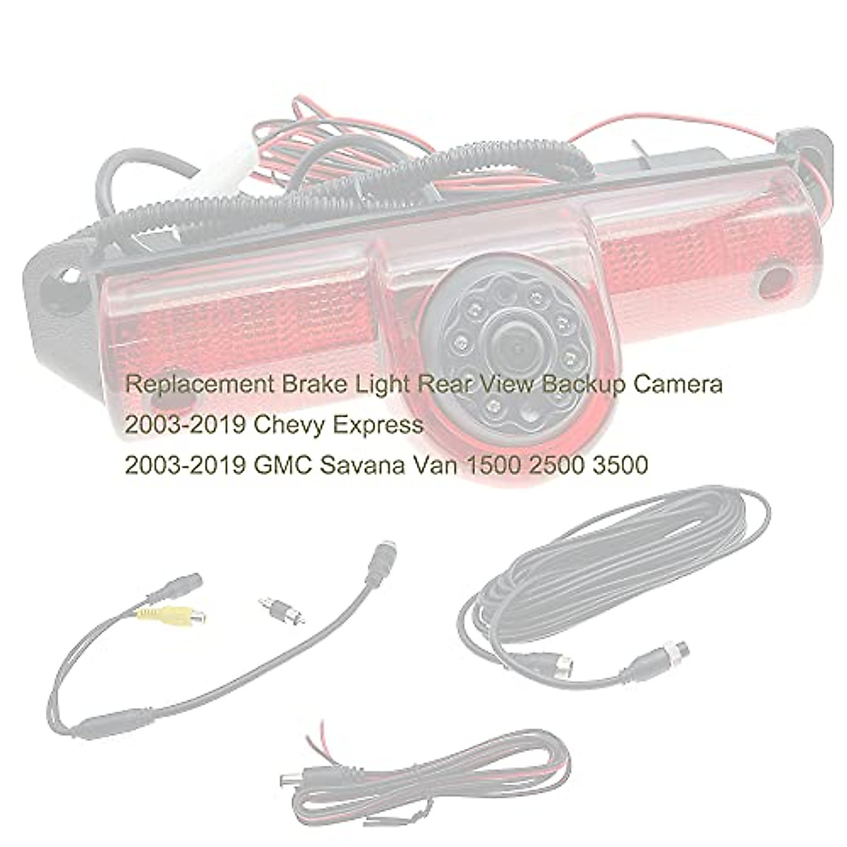 Brake Light Rear View Reverse Backup Camera Compatible with 2003-2019 Chevy Express GMC Savana Van 1500 2500 3500