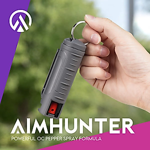 AIMHUNTER Pepper Spray Keychain - Maximum Strength for Easy and Outdoor (Black,Gray,Pink,Purple)