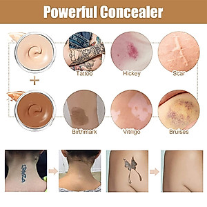 Tattoo Cover Up Makeup Waterproof, Professional Tattoo Concealer Use on Body, For Legs, Dark Spots, Scars, Vitiligo, 2 Colors/Set