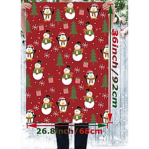U'COVER Christmas Wrapping Paper for Kids Boys Girls 8 Large Sheet Xmas Holiday Gift Wrapping Paper Penguin Snowman Red Truck Gnomes Stocking Wrap Paper Fold 27 * 36inch