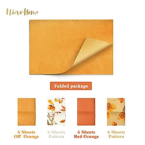 NICROHOME 24 Sheets Gold Orange Fall Colored Tissue Paper, Yellow Autumn Thanksgiving Wrapping Paper for Pumpkin Gift Bags Packaging Crafts Wedding Baby Bridal Shower Birthday Decorations（15 x 20Inch）